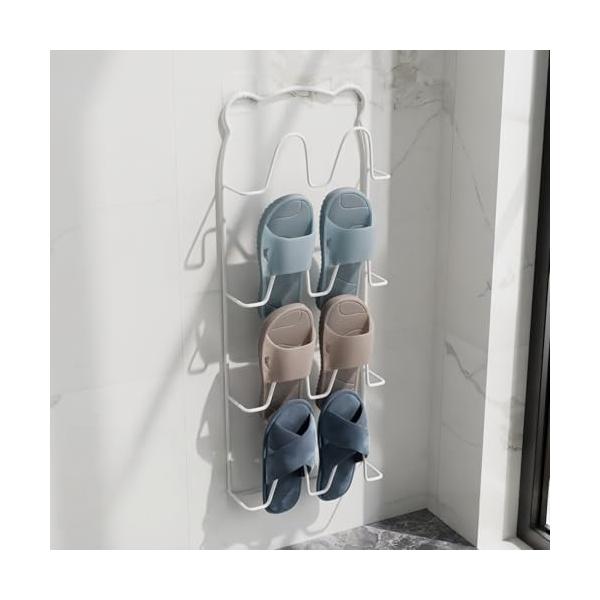 スニーカーやビーチサンダルなど多様な靴を収納できる壁掛けタイプのラックです。防水機能付きで浴室や玄関での使用に適しています。金属製で耐久性に優れ、付属の両面テープで穴あけ不要で設置可能です。使用しない時は折りたたんで収納できます。サイズは手...