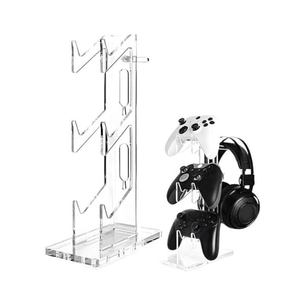 3段式のアクリル製スタンドで、ゲームコントローラーをすっきり収納します。ヘッドホン専用バーを備え、充電しながらの収納も可能です。3段構造で最大3台のコントローラーと1台のヘッドセットを収納できます。底面には滑り止めパッドを装備。高品質アクリ...