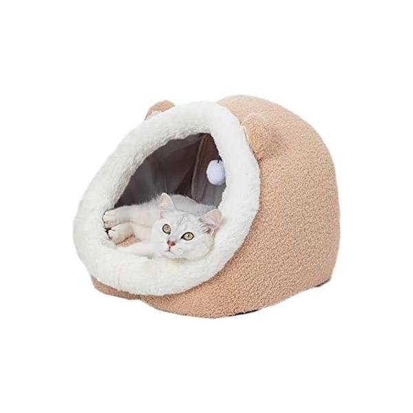 ドーム型のペットハウスで、保温防寒に配慮した冬夏両用のベッドです。洗えるタイプで清潔を保てます。外の風を遮断する設計です。ドーム型ペットハウスとクッション付きベッドの2WAYで使用できます。表地はスエード、詰め物は高弾力PP綿です。S、M、...