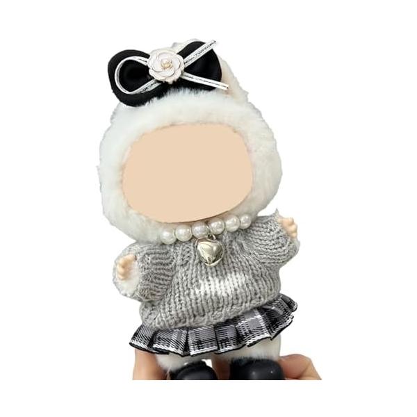 ラブブ17cm専用の着せ替え服5点セットです。貴女スタイルを表現できるデザインで、ぬいぐるみやドールの衣装としてご利用いただけます。セット内容は上着、スカート、ネックレス、頭飾り、靴の5点です。綿混紡やポリエステルなどの素材を使用しています...