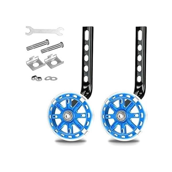 キッズ向けの自転車補助輪です。静音設計で取り付けが簡単です。12〜20インチの自転車に対応し、5段階のサイズ調整が可能です。高品質ステンレス鋼製ブラケットと高密度ベアリングを採用し、耐荷重は100kg以上です。素材はスチール、プラスチック、...