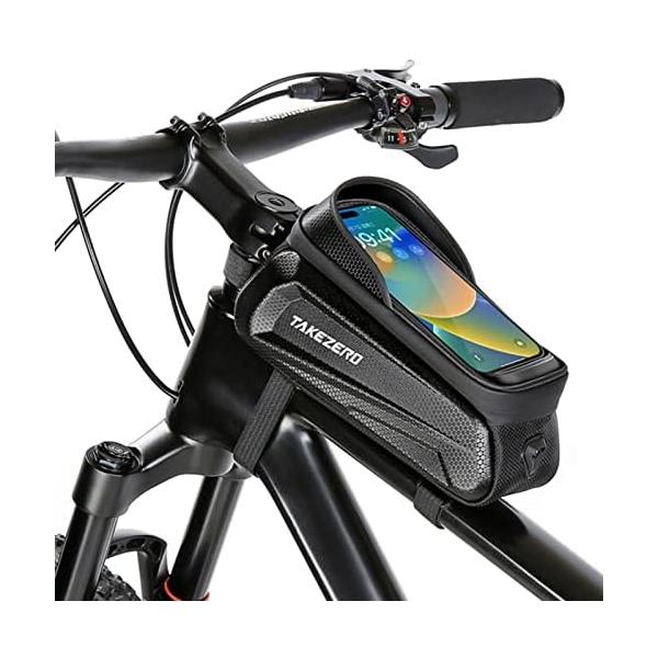 自転車のトップチューブに取り付ける防水バッグです。スマートフォンを収納しながら操作でき、反射ロゴで夜間の視認性を高めます。EVA素材と密封ダブルジッパーで防水・防塵機能を備えています。TPUウィンドウは4.7〜6.8インチのタッチスクリーン...