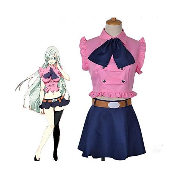 七つの大罪のキャラクター「エリザベス」をイメージした大人用コスプレ衣装セットです。リボン、トップス、スカート、ベルトの4点で構成されています。素材はポリエステルです。ハロウィンやイベントなどの仮装にご利用いただけます。サイズは手作業のため誤...