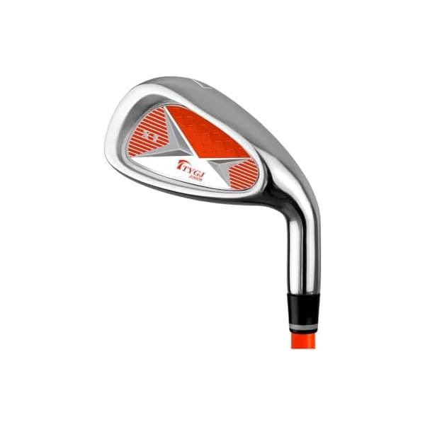 子供用のゴルフクラブ、ジュニア向けアイアン7番です。右利き用で、初心者の練習に適しています。軽量設計により振りやすく打ちやすい仕様です。カーボンシャフトと亜鉛合金ソールを採用しています。クラブ長さは約23.5インチ、重さは約350gです。サ...