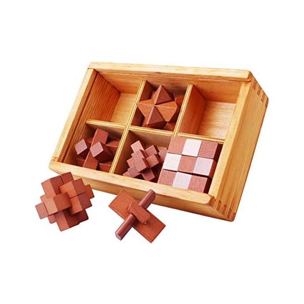 孔明鎖（魯班鎖）を中心とした6点セットの木製パズルです。天然木を使用した安全な知育玩具で、脳のトレーニングや気分転換に、幅広い年齢層でお楽しみいただけます。セット内容は6種類のパズルです。中国の伝統的な仕組みを採用しており、観察力や推理力を...