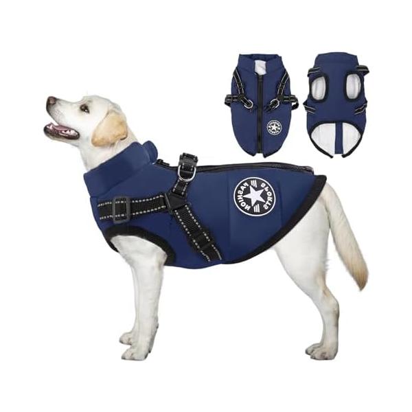 2024冬登場の一体型綿コートです。ハーネスが付いた背中開き設計で、着脱が簡単です。防水・撥水加工で雨や汚れに強く、裏地は起毛で暖かく快適です。Sから5XLまでのサイズ展開で、小型犬から大型犬、猫にも対応します。サイズは手作業のため誤差が生...