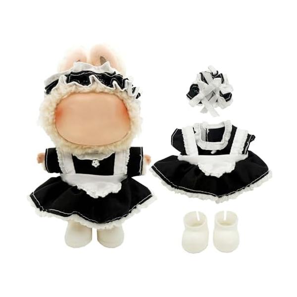 6.7インチのラブブ人形用にデザインされた、ブラックのメイド服3点セットです。キャップ、靴、アクセサリーが含まれます。素材はポリエステルと綿の混紡で、耐久性と肌触りに配慮しています。クラシックかつモダンなデザインで、人形のファッション性を高...