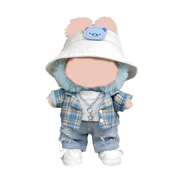 ラブブ17cm専用の着せ替え服6点セットです。カジュアルなデザインで、ドールやぬいぐるみのファッションを楽しめます。ラブブ17cm専用に設計されています。上着、靴、ネックレス、シャツ、ズボン、イヤホンの6点がセットです。素材はポリエステルと...