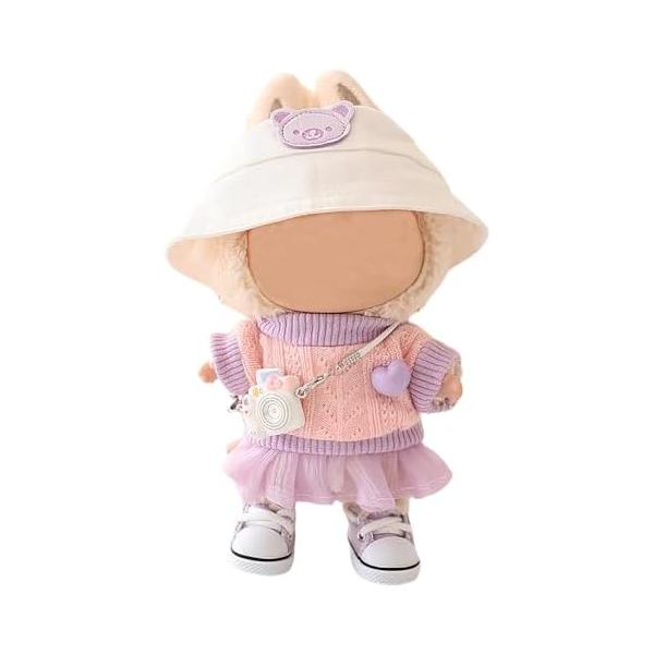 ルブブ用17cmサイズの衣装5ピースセットです。トップス、帽子、靴、スカート、カメラアクセサリーが含まれます。パープルカラーでシンプルなデザインです。柔らかく肌触りの良い素材を使用しています。サイズは手作業のため誤差が生じる場合があります。...