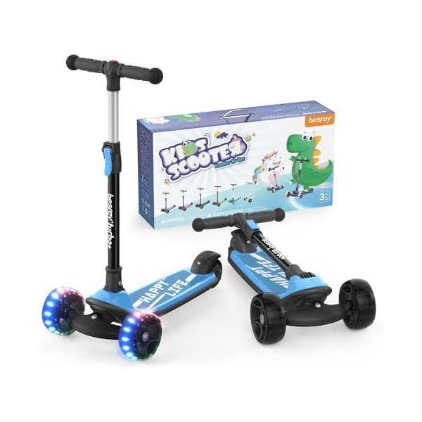 3歳以上のお子様向けの三輪キックスクーターです。安定性が高く、成長に合わせて長くお使いいただけます。ハンドル高さは4段階で調整可能です。軽量で折り畳み可能なため、持ち運びや収納に便利です。LED内蔵タイヤが光り、夜間も目立ちます。サイズは手...