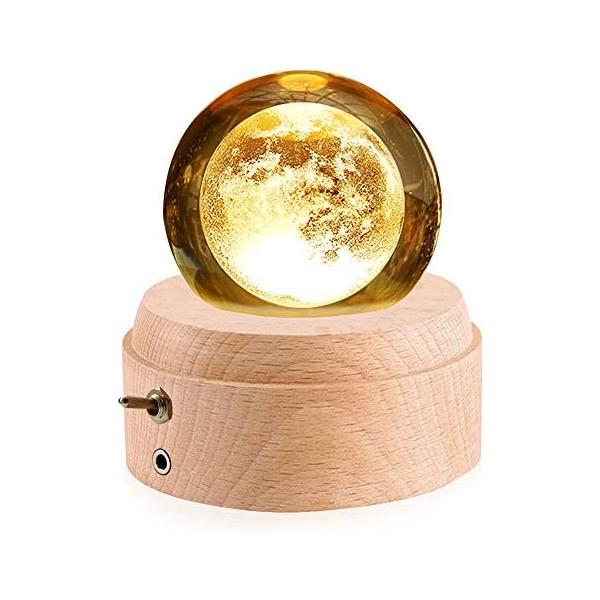 3Dアートとオルゴールが融合した、透明なクリスタルボールのインテリアランプです。内部にはレーザー加工された3Dの猫の立体画像があり、LEDライトで照らされます。USB充電式で、バッテリー容量は1200mAhです。素材はK9クリスタルと天然ブ...