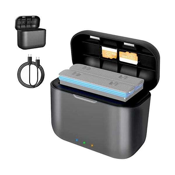 Insta360 X3専用のバッテリー充電器です。急速充電に対応し、バッテリーとSDカードの収納ケースが一体化しています。PD2.0/PD3.0に対応し、最大70%まで約35分で充電可能です。デュアルチャンネルで2枚のバッテリーを順番に充電...