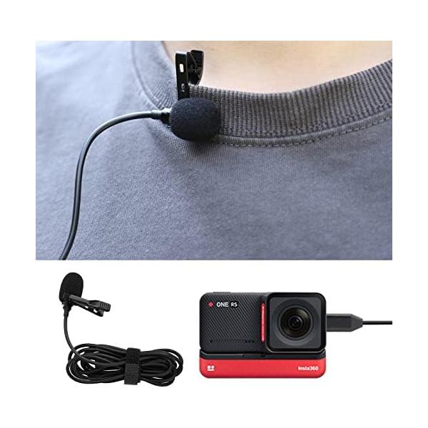 Insta360 ONE X2/X3/1インチパノラマに対応したType-C接続のクリップマイクです。コンパクトで軽量なデザインで、動画撮影時の音声収録に適しています。無指向性ピックアップにより高感度な録音が可能です。防風スポンジ付きで風切...