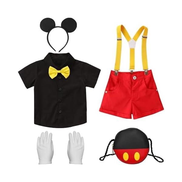子供向けのミッキーマウスデザインのコスチューム5点セットです。ハロウィンやクリスマスなどのイベントにご利用いただけます。素材は95%コットンと5%ポリエステルで、通気性が良く夏場の着用にも適しています。サイズはS(100cm)からXL(14...
