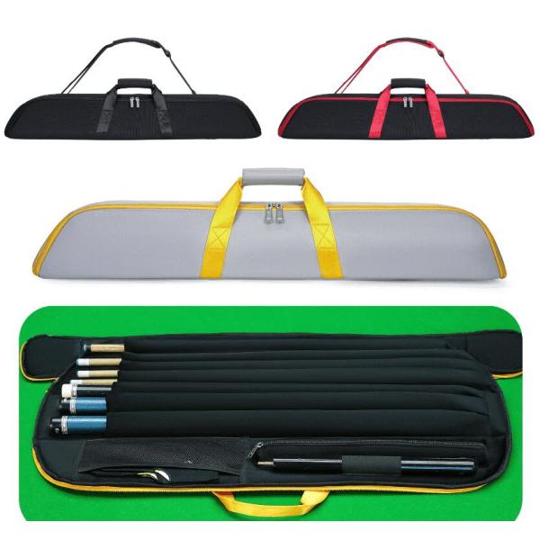 スヌーカーやビリヤードの球杆を最大7本収納できるポータブルケースです。1/2分体型構造で、3本のバットと4本のシャフトを独立ポケットで固定・保護します。内側は柔らかい防刮素材、外装は耐水性生地を使用しています。軽量でコンパクトな設計で、持ち...
