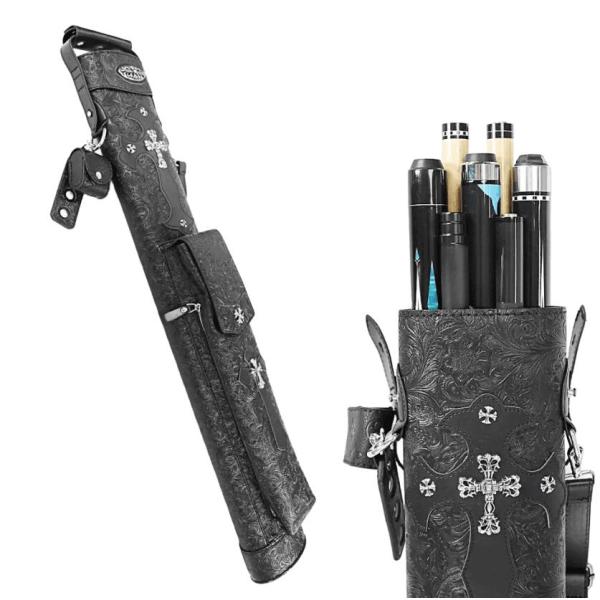 スヌーカーやビリヤードの分解式球杆を収納・保護するポータブルケースです。1/2分体型構造で、最大7本(バット3本、シャフト4本)を独立ポケットで固定します。内側は柔らかく耐久性のある防刮素材を使用し、球杆の傷を防ぎます。外装は耐水性のある生...