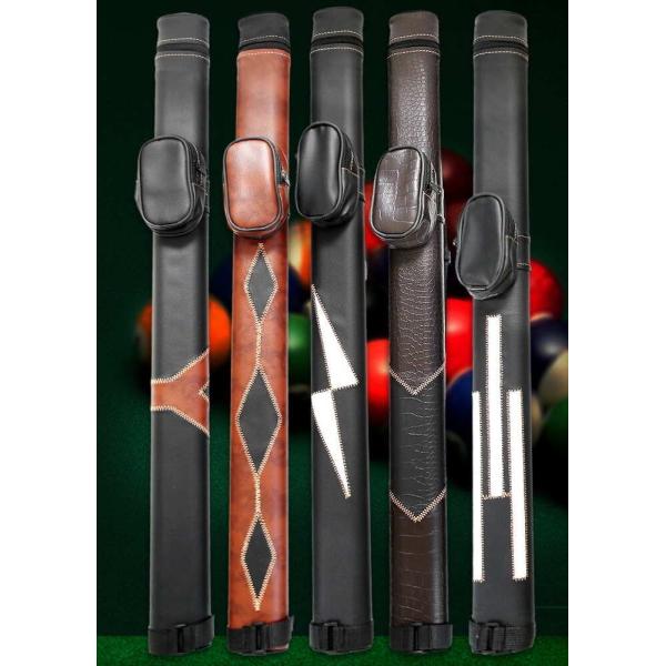 スヌーカーやビリヤードのキューを2本収納できる分体型のポータブルケースです。素材はPUを使用しています。サイズは約90×12×10cmです。軽量設計で防震機能を備え、持ち運びと収納に便利です。商品の色は、撮影環境やご使用のモニターにより実際...