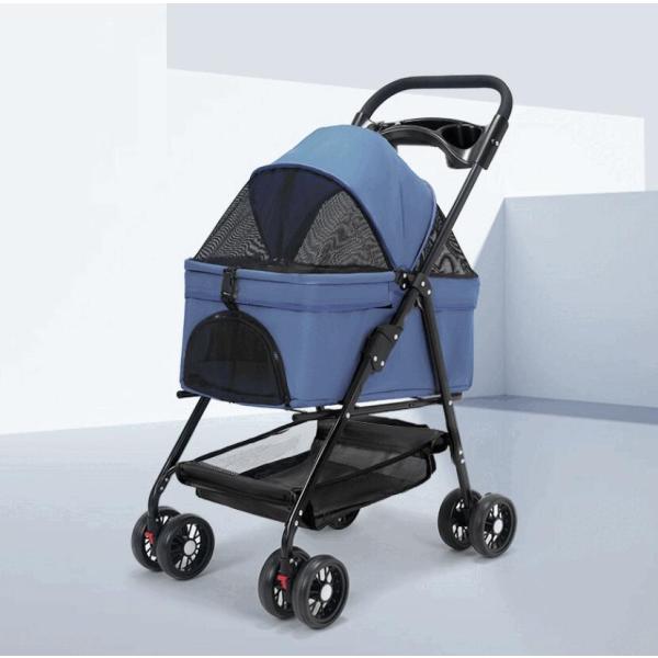 小型犬・中型犬・猫の多頭飼いに対応した4輪のペットバギーです。オックスフォードクロス製で、前輪は360度回転し操作性に優れています。後輪にはブレーキが付いています。軽量コンパクトで折りたたみが可能で、飛び出し防止リードが2本付属します。組み...