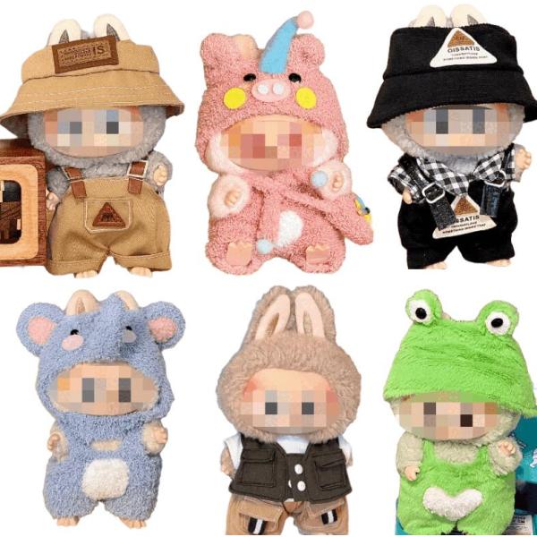 LABUBU（ラププ）などの17cmサイズのドール・ぬいぐるみ用に作られた手作り風の着せ替えワンピースセットです。素材はブロウニンを使用しています。手作りをイメージしたデザインで、おしゃれな着せ替えをお楽しみいただけます。本商品は衣装のみの...