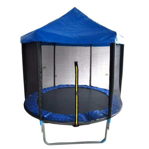 子供用トランポリンに取り付けられる耐候性トップカバーです。素材はPE、カラーはブルーです。防水・防塵機能があり、雨やほこりからトランポリンを保護します。工具不要で簡単に取り付けられます。セット内容は天井カバーとファイバーポールです。サイズは...