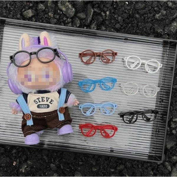 POPMARTのLABUBU（ラブブ）15cm・17cmサイズ専用の、手作りできるぬいぐるみ服セットです。素材はプラスチックです。Exciting Macaronシリーズのモンスターズをモチーフにした、メガネをかけたスタイルのドール衣装を手...