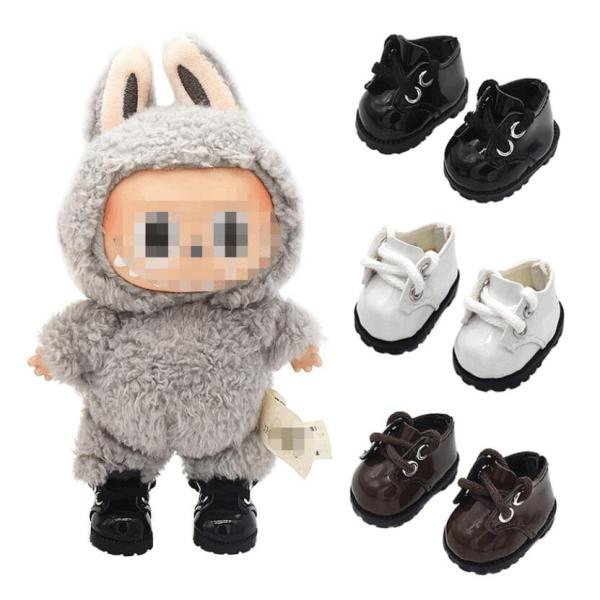 POPMARTのLABUBU（ラブブ）15cm・17cmサイズ専用のハンドメイドぬいぐるみ服セットです。THE MONSTERS Exciting Macaronの世界観をモチーフにしたカジュアルシューズスタイルの衣装です。素材はPUです。...