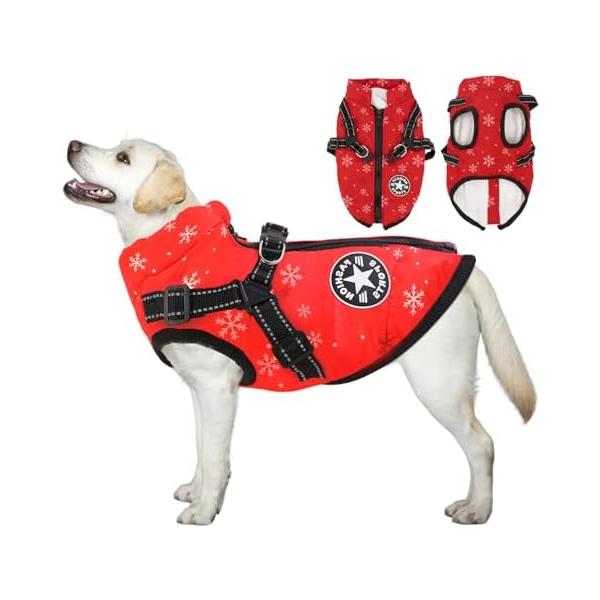 犬猫用の防寒・防水ジャケットです。裏起毛で暖かく、背中開きで着脱が簡単な設計です。表面は防水生地で汚れを拭き取れ、裏地は肌触りの良い綿生地を使用しています。ハーネスが付属し、夜間反射機能を備えています。Sから5XLまでのサイズ展開です。サイ...