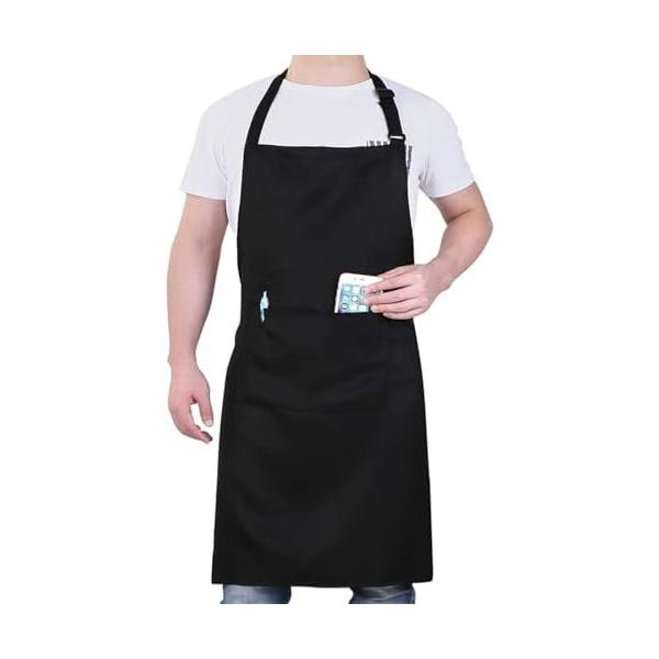 防水・テフロン加工を施したポリエステル100%のエプロンです。首掛けタイプで調節可能、男女兼用で大容量ポケットが付いています。素材はポリエステル100%でテフロン加工を施しています。サイズは丈84cmです。前面に13×14cmのポケットが2...