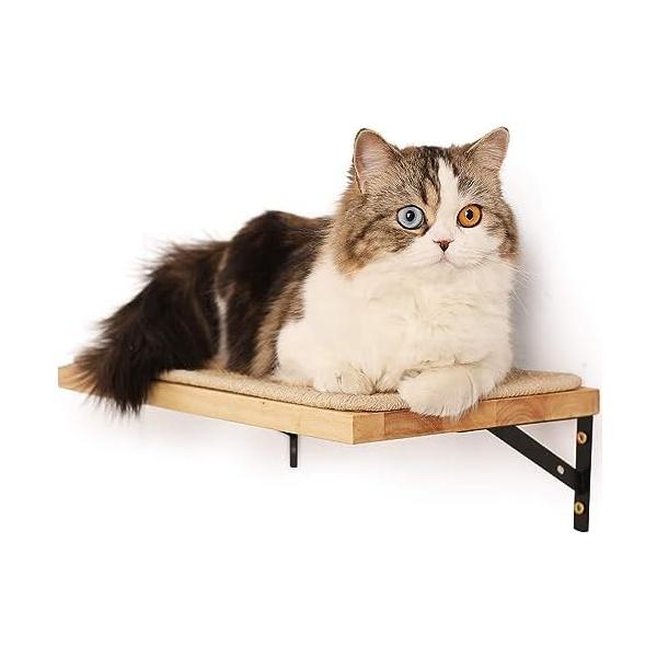 猫が登ったりくつろいだりできる壁掛け式の木製ステップです。ラバーウッドとジュートロープを使用した耐久性のある構造です。垂直方向に設置できるため、床面を広く使えます。取り付けは簡単な設計となっています。サイズは手作業のため誤差が生じる場合があ...