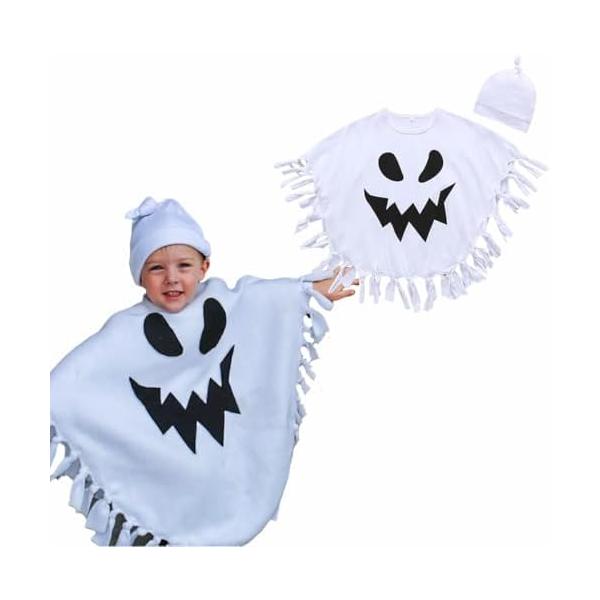 ハロウィンやイベントに使える子供向け幽霊のコスプレセットです。マントと帽子のセットで、かぶるだけで簡単に装着できます。素材は柔らかいポリエステルを使用しています。マントのサイズは約幅50cm×長さ80cm、帽子の頭囲は約45cmです。サイズ...