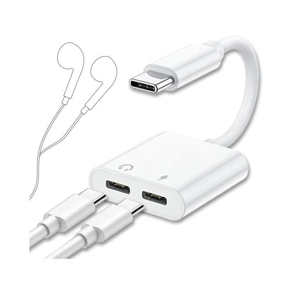 Type-Cポートを2つに拡張し、充電と音楽再生・通話を同時に利用できる変換アダプタです。15Wの急速充電に対応しています。Hi-Fi無損音質で、遅延やノイズが少ない通話が可能です。コンパクトで軽量な設計です。スマートフォン、タブレット、P...