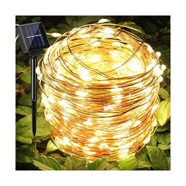 LEDイルミネーションライトは、ソーラー充電式で室内外両用のフェアリーライトです。全長20mで200個の電球を装備し、8種類の点灯モードを搭載しています。IP65防水仕様で屋外使用が可能です。素材はPVCと銅を使用しています。サイズは手作業...