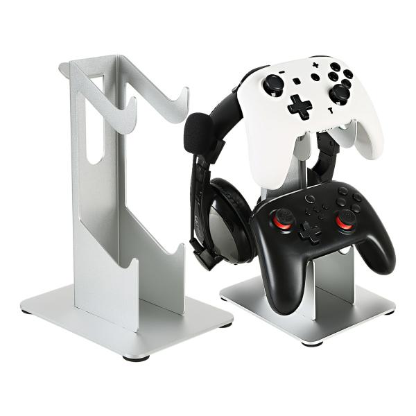 ゲーム用コントローラーとヘッドホンを2段式で収納できるスタンドです。ステンレススチール製で頑丈です。コントローラー3本とヘッドホンを収納できます。サイズは幅12cm×高さ18cm×奥行8cmです。PS5、PS4、Switchに対応しています...