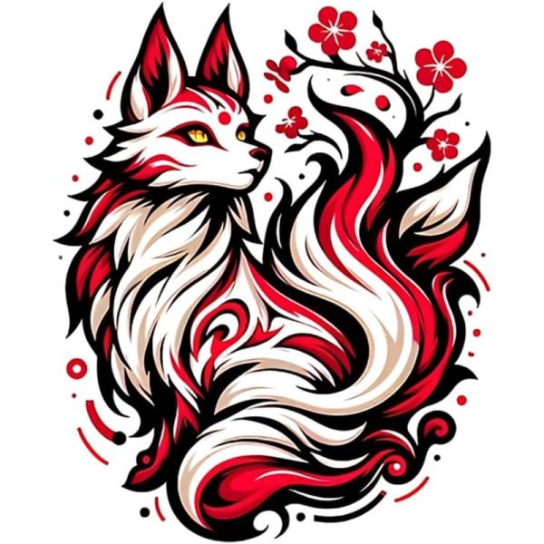 和風とモダンが融合したキツネの幾何学模様を光沢仕上げで表現したカーデカールです。耐久性に優れたビニール素材を使用しており、紫外線や雨に強く、屋外での使用に適しています。粘着タイプで貼り付けと剥がしが容易で、糊残りが少ない仕様です。サイズは幅...