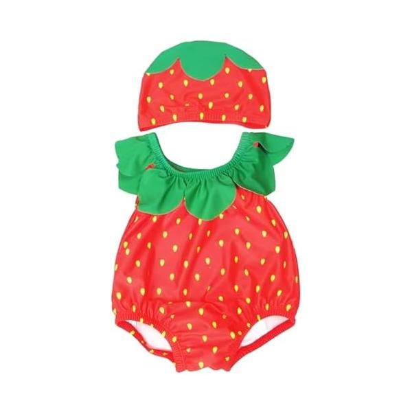 フルーツをモチーフにした可愛らしいデザインのベビー・キッズ用水着の2点セットです。パイナップル、イチゴ、スイカのフルーツデザインが特徴です。素材はポリエステルとナイロンで、肌触りが柔らかく洗濯機で洗えます。サイズは75cm、85cm、92c...