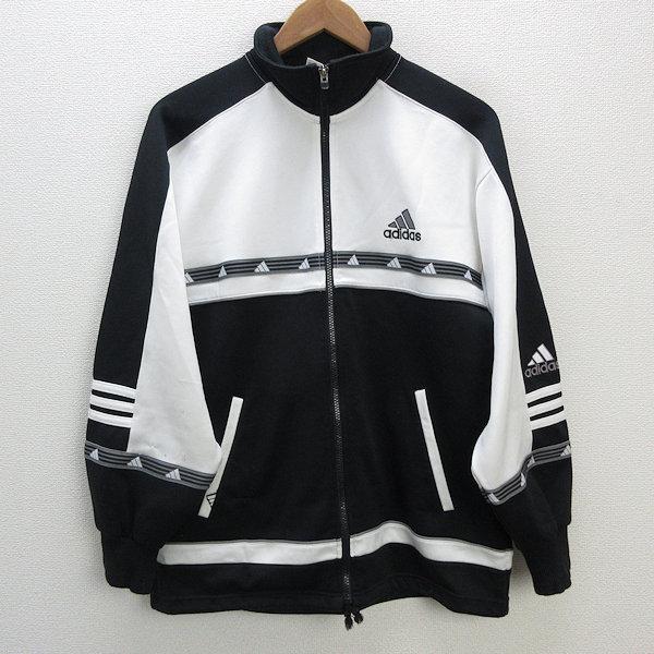 ヴィンテージ】90s adidas トラックトップ ジャージ デカロゴ 黒 ヴィンテージ】90s adidas トラックトップ ジャージ デカロゴ 黒