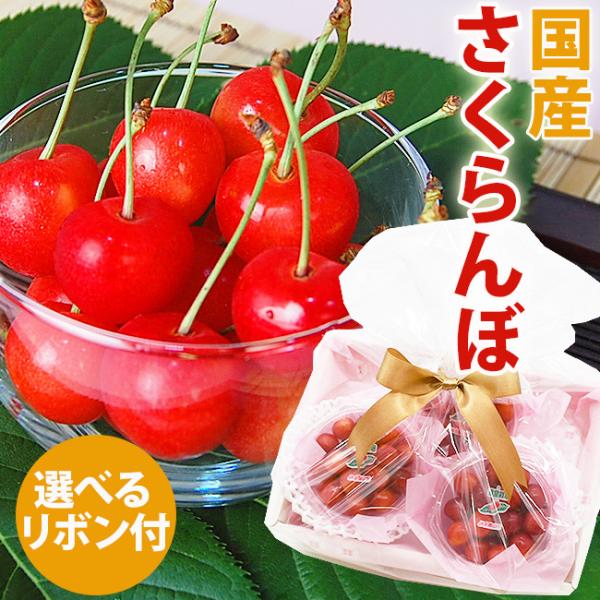 さくらんぼ(山形・山梨など国産)3パック(1パックあたり約80g)<br>品種：佐藤錦・紅秀峰・高砂などご発送時期に入荷します品種をお送りいたします。透明パック入りのさくらんぼ3パックを舟型の化粧箱にお詰めし、箱の下から透明なセ...