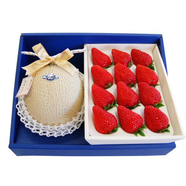 静岡県産高級温室マスクメロンの最高権威「クラウンメロン」と、静岡産紅ほっぺいちごを化粧箱にお入れし、ギフト用にラッピングいたします。大切な方へのギフトにどうぞ。・静岡産高級温室クラウンマスクメロン【山等級】大玉サイズ 1.45kg前後 1玉...