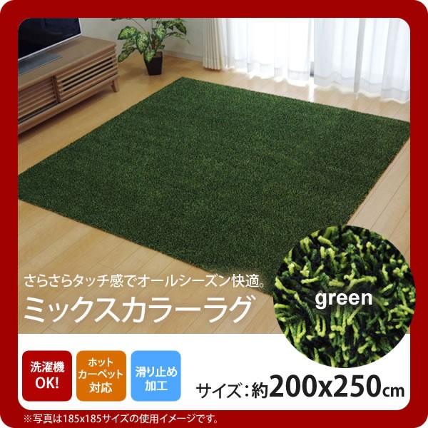 お問い合せ番号：aaih1057商品名：グリーン(green) ：200×250cm ★ラグ カーペット 3畳 洗える タフト風 裏:すべりにくい加工 （ホットカーペット対応）サイズ：約200×250cmカラー：グリーン(green)生産国...