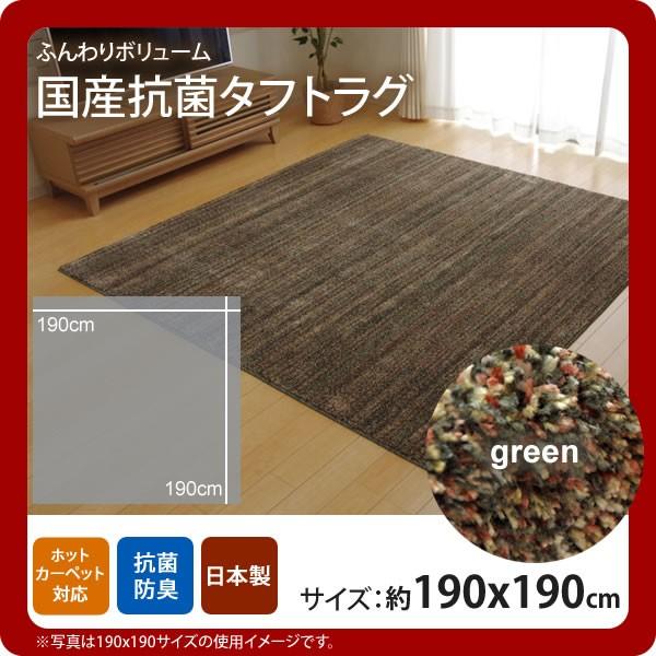 お問い合せ番号：aaih1121商品名：グリーン(green) ：190×190cm ★ラグ カーペット 2畳 抗菌 防臭 防ダニ タフト 国産 ミックスカラー サイズ：約190×190cmカラー：グリーン(green)生産国：原産国:日本...