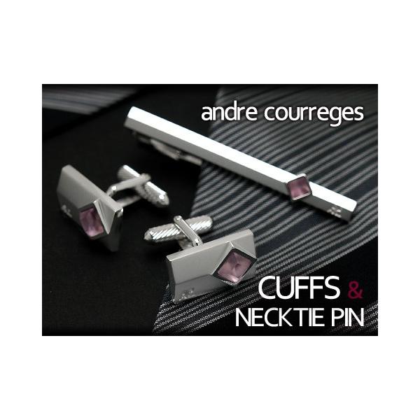 andre courreges アンドレ・クレージュ ネクタイピン＆カフスセット スワロフスキー シルバー×ピンク ACT4009-ACC8009 courreges…1961年パリで創立。60年代には「ミニ・スカート」ブームを引率し常に時...