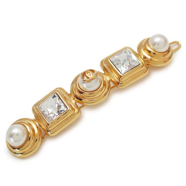 シャネル バレッタ ヘアーアクセサリー 髪留め ヘアクリップ CCマーク パール ラインストーン ゴールドレディース ファッション小物 ギフト プレゼント 誕生日 記念日 母の日CHANEL AB5166 CCマークとフェイクパール＋ライン...