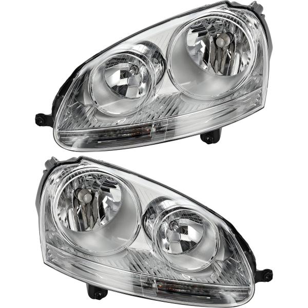 商品名: ヘッドライトセット 2006-2009 フォルクスワーゲン ラビット GTI 左ドライバーと右助手席側ハロゲン電球に対応 Evan Fischer Headlight SET Compatible with 2005-2010 V...