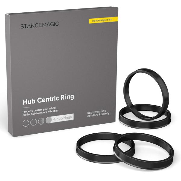 商品名: 57.1mm ID Hubcentric リング 様々な外径に対応 57.1mm ID to 72.6mm OD ブラック HR-72.6>57.1 StanceMagic Hubcentric Rings (pk of 4...