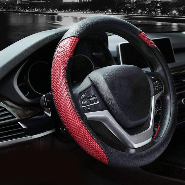 商品名:  Valleycomfy Steering Wheel Cover with Microfiber Leather for Car Truck SUV 15 inch (Red)ブランド: Valleycomfy商品サイズ: Me...