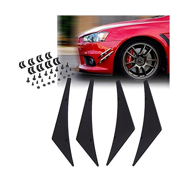 商品名: 1セット ブラック バンパー リップフィン カナード スプリッター ボディスポイラー スポーティ JDM レーシングスタイル ディフューザー ユニバーサルフィット Xotic Tech 4pcs JDM Sporty Racing...
