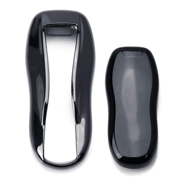 商品名: iJDMTOYクローム仕上げブラックTpu保護カバーキーFobケースfor Porsche Cayenne Panamera MacanケイマンBoxster 718 911 Carrera, etc iJDMTOY Graphi...