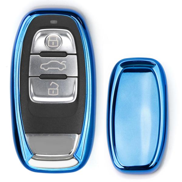 商品名: iJDMTOY クローム仕上げ ブルー TPU キーフォブ 保護カバーケース Audi A3 A4 A5 A6 A7 A8 Q3 Q5 Q7 TTに対応 (お使いの車の年式をご確認ください)。 iJDMTOY Chrome Fin...
