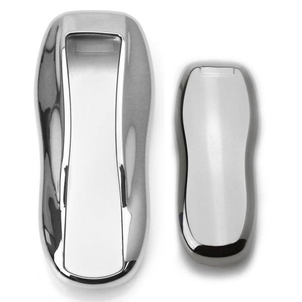 商品名:  iJDMTOY Silver Chrome Finish TPU Key Fob Protective Cover Case Compatible with Porsche Cayenne Panamera Macan 718 ...