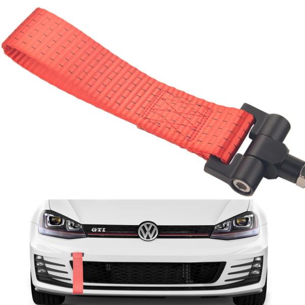 商品名:  Dewhel Track Racing Style Tow Hook w/Red Towing Strap Front Rear Bumper Screw on For Volkswagen MK7 VII Golf GTi 2...